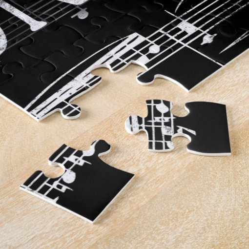 More Trombone Chalkboard - Black White Music Jigsaw Puzzle | Zazzle