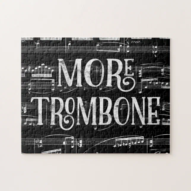 More Trombone Chalkboard - Black White Music Jigsaw Puzzle | Zazzle