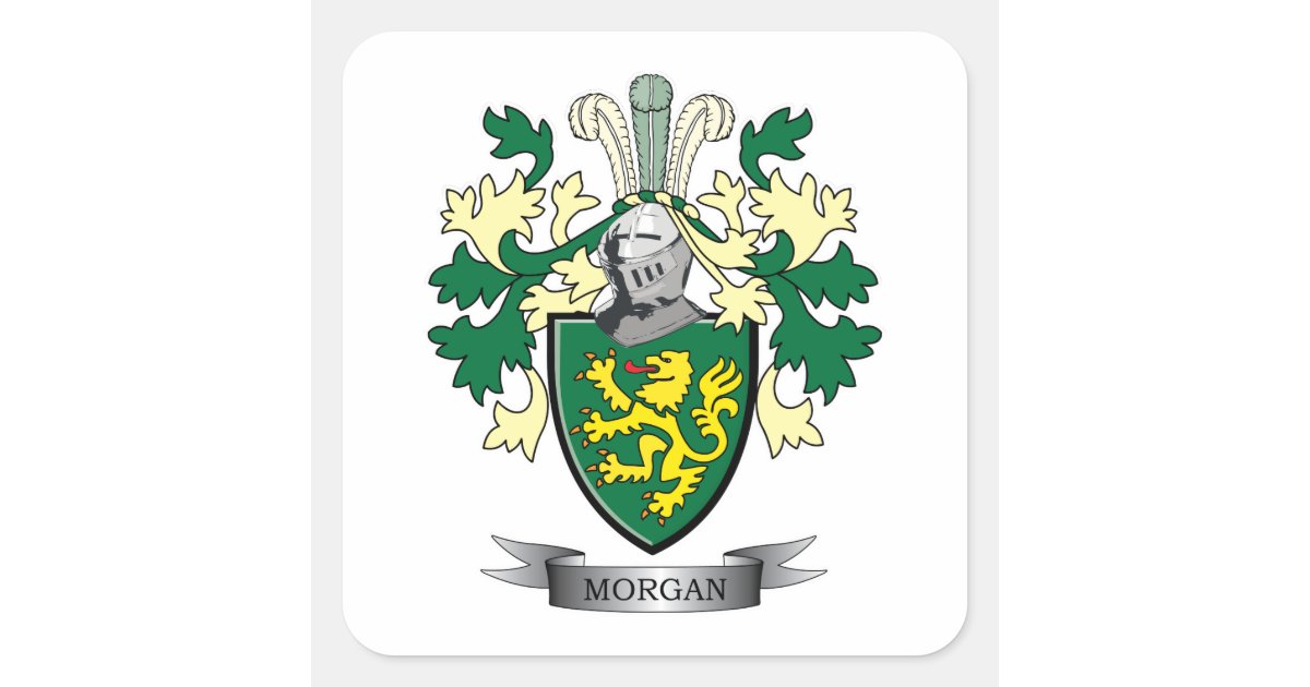Morgan Family Crest Coat of Arms Square Sticker | Zazzle