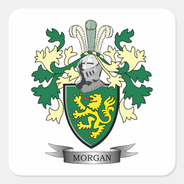 Morgan Family Crest Coat of Arms Square Sticker | Zazzle