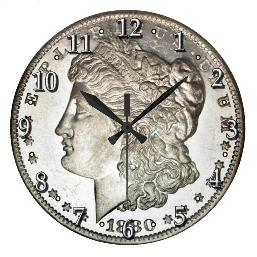 Morgan Silver Dollar Clock with Numbers | Zazzle