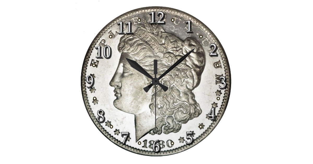 Morgan Silver Dollar Clock with Numbers | Zazzle.com