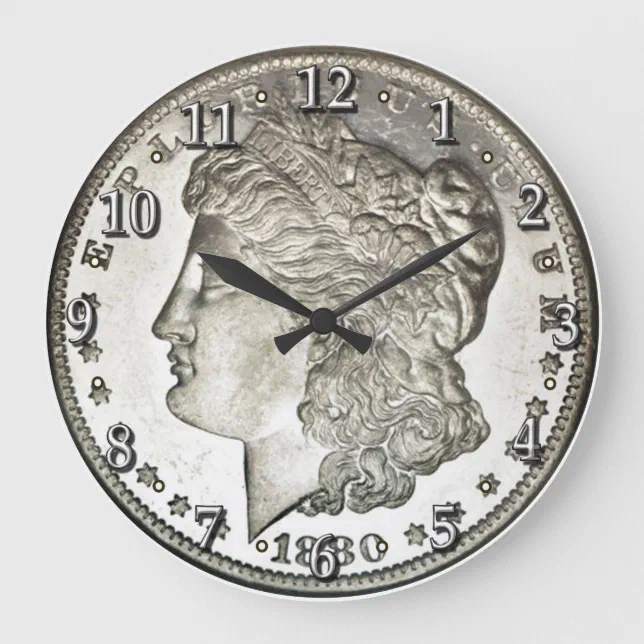 Morgan Silver Dollar Clock with Numbers | Zazzle