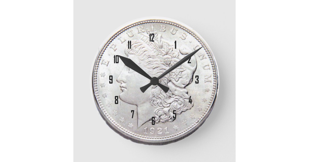 MORGAN SILVER DOLLAR ROUND CLOCK | Zazzle
