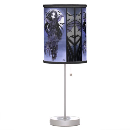 Morgan Vampire Moon Gothic Bat Fairy Table Lamp | Zazzle