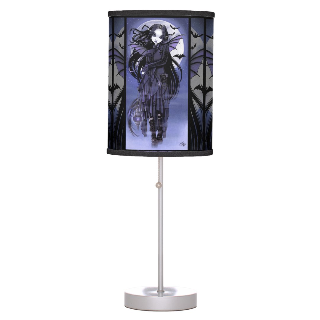 Morgan Vampire Moon Gothic Bat Fairy Table Lamp | Zazzle