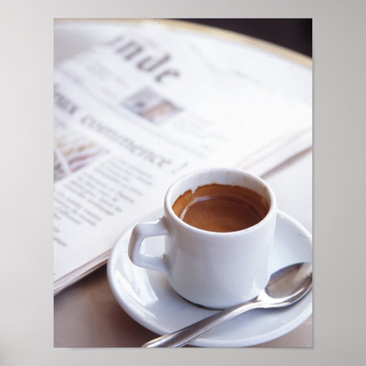 Morning Coffee and Newspaper Poster | Zazzle
