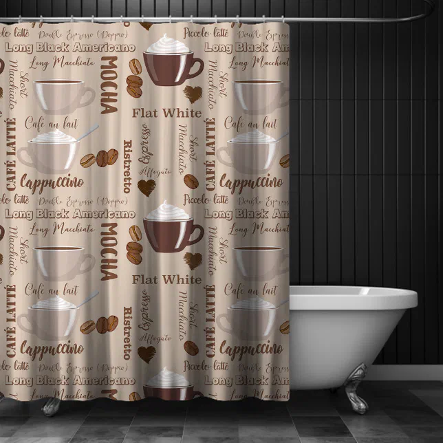 Morning Mocha Latte Coffee Lovers Collage Shower Curtain | Zazzle