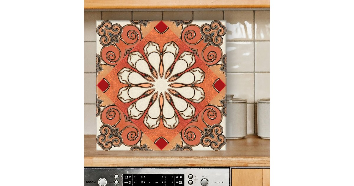 Moroccan Earth Pattern Geometric Ceramic Tile | Zazzle