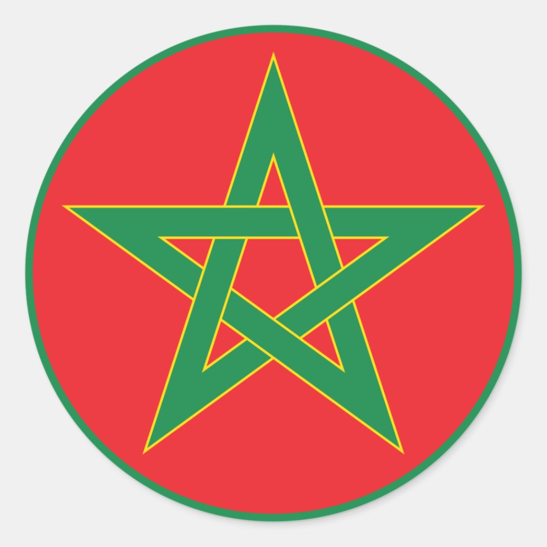 Moroccan Flag Round Sticker. Classic Round Sticker | Zazzle