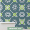 Moroccan Geometric Deep Blue Lime Green White Wallpaper | Zazzle