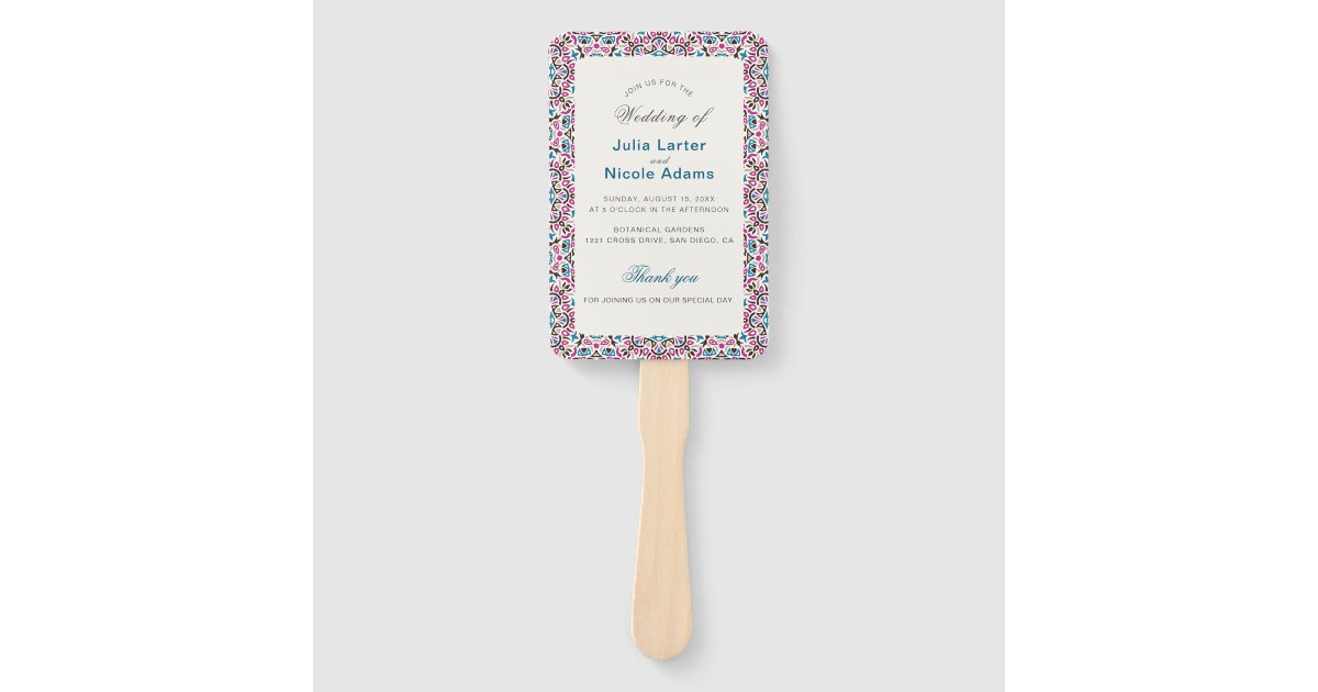 Moroccan Lattice Geometric Mandala Wedding Hand Fan | Zazzle