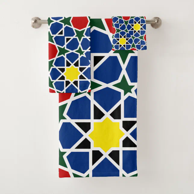 Moroccan Mosaic Geometric Pattern design tile Bath Towel Set | Zazzle