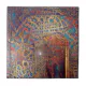 Moroccan mosaic red gold turquoise geometric art ceramic tile | Zazzle