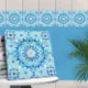 Moroccan Mosaic Sky Blue and Pearl Ceramic Tile | Zazzle