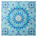 Moroccan Mosaic Sky Blue and Pearl Ceramic Tile | Zazzle