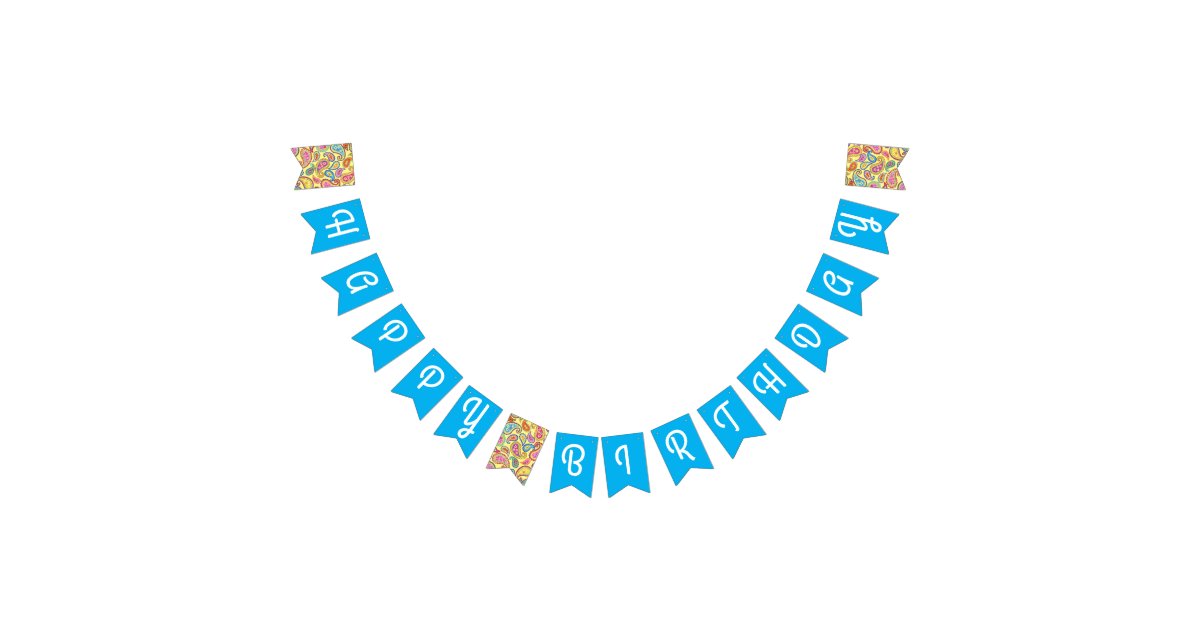 Moroccan Paisley Cute Colorful Birthday Party Bunting Flags | Zazzle