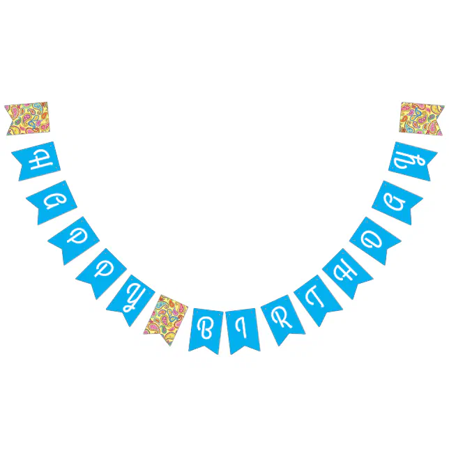 Moroccan Paisley Cute Colorful Birthday Party Bunting Flags | Zazzle
