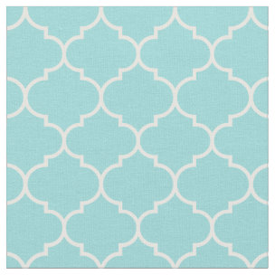 Moroccan Quatrefoil Serenity Blue & White Fabric | Zazzle