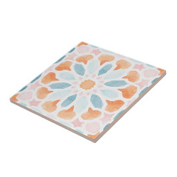 Moroccan tile in blue and orange | Zazzle