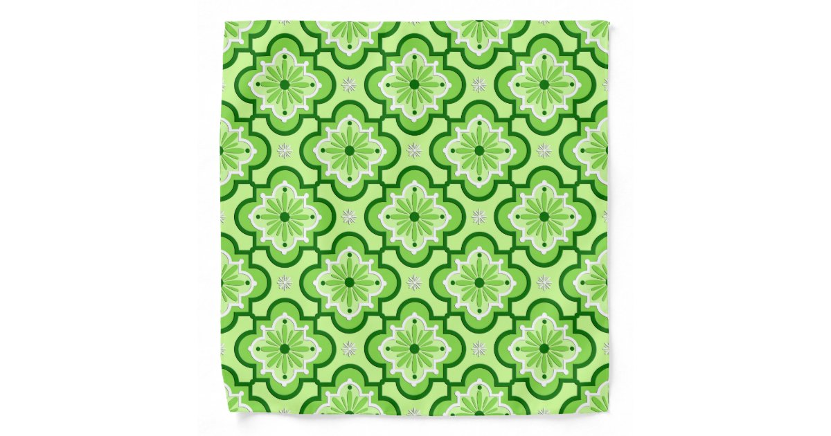 Moroccan tile pattern - Lime Green Bandana | Zazzle