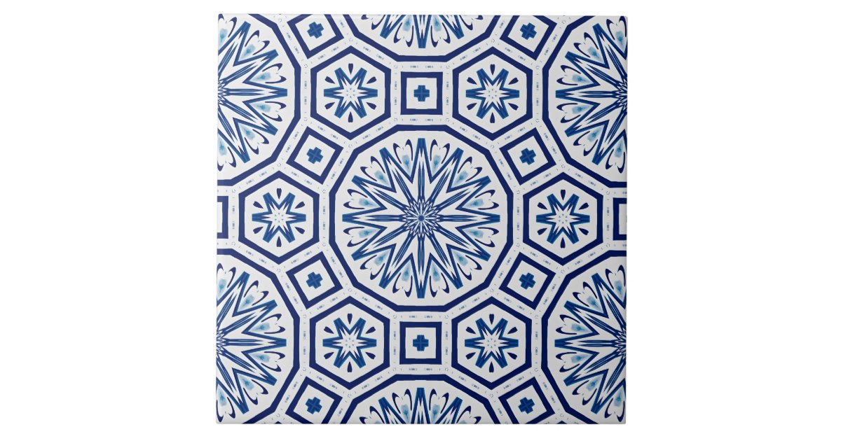 Moroccan tiles,blue tile,All-Over Print Ceramic Tile | Zazzle