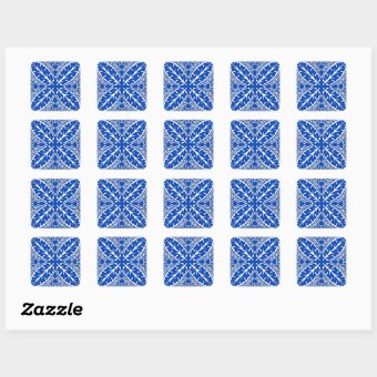 Moroccan tiles - cobalt blue and white square sticker | Zazzle