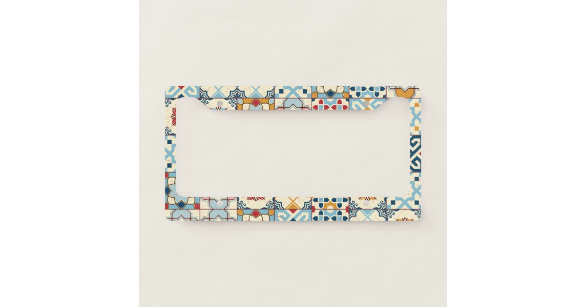 Moroccan tiles, colorful seamless pattern. license plate frame | Zazzle