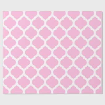 Moroccan trellis pink and white patterned wrap wrapping paper | Zazzle