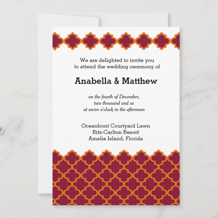 Moroccan wedding invitation | Zazzle