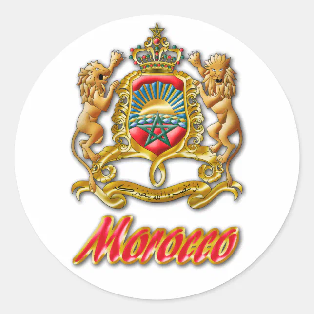 Morocco Coat of Arms Classic Round Sticker | Zazzle