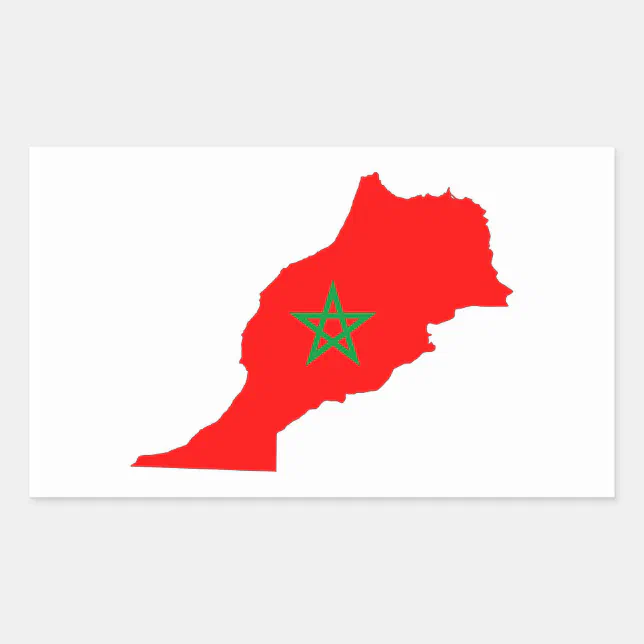 morocco country flag map shape symbol rectangular sticker | Zazzle