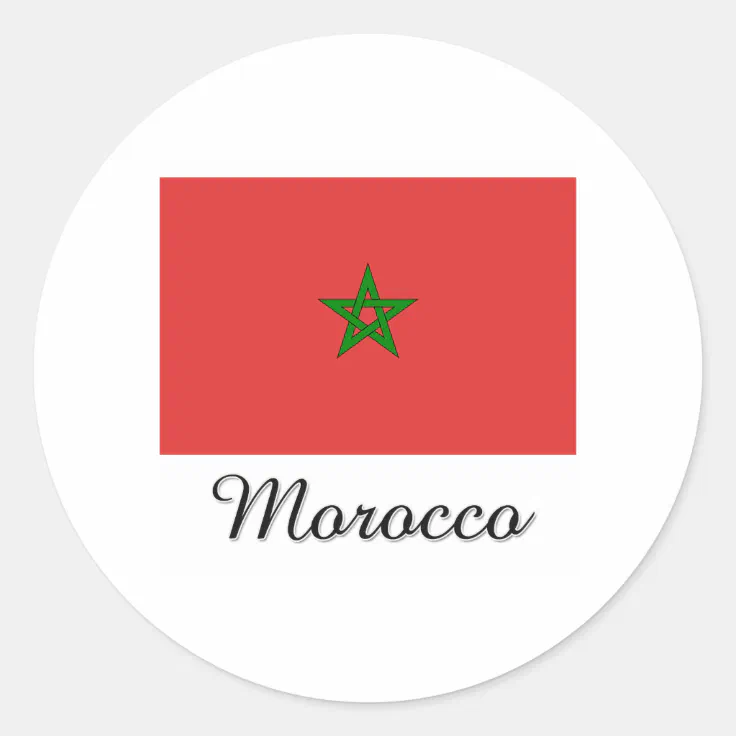 Morocco Flag Design Classic Round Sticker | Zazzle