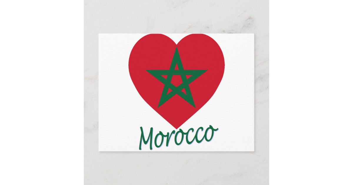 Morocco Flag Heart Postcard | Zazzle