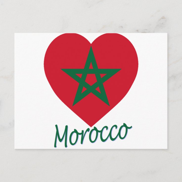 Morocco Flag Heart Postcard | Zazzle