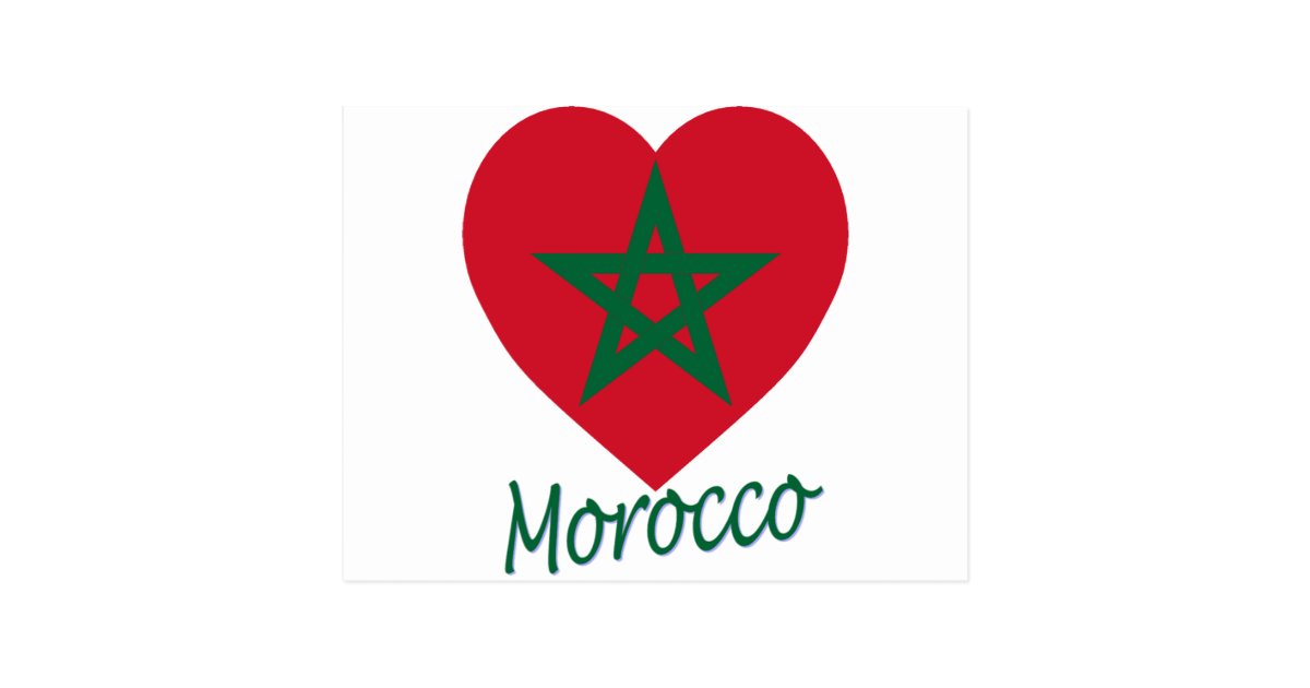 Morocco Flag Heart Postcard | Zazzle.com