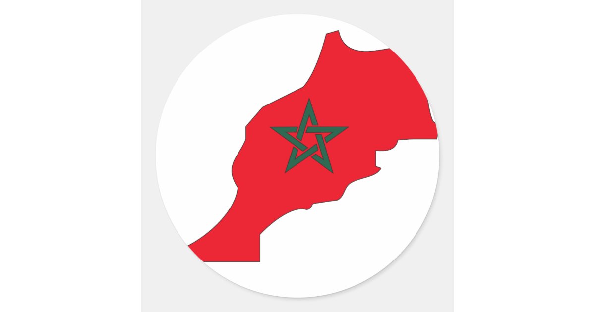 Morocco flag map classic round sticker | Zazzle