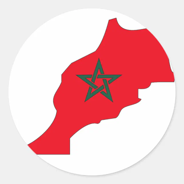Morocco flag map classic round sticker | Zazzle