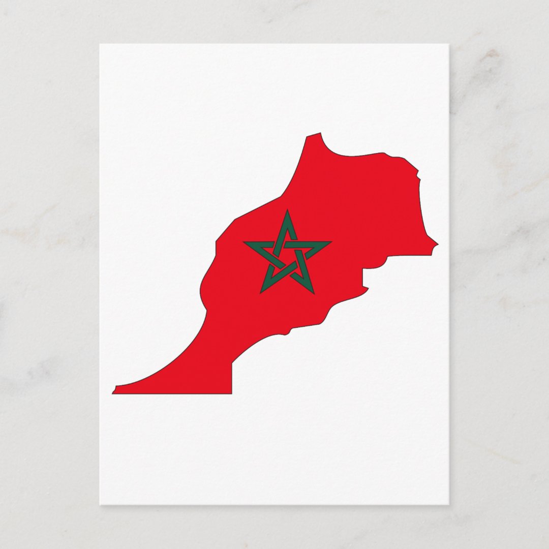 Morocco flag map postcard | Zazzle