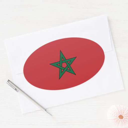 Morocco Flag Oval Sticker | Zazzle