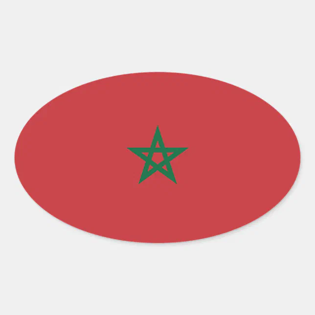 Morocco Flag Oval Sticker Marokko-Flagge Aufkleb | Zazzle