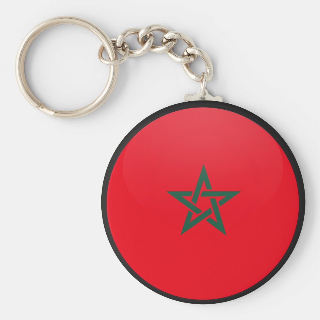 Morocco quality Flag Circle Keychain | Zazzle