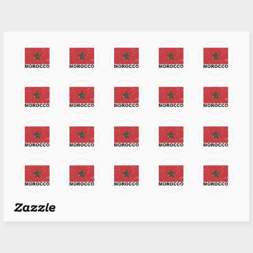 Morocco Vintage Flag Classic Round Sticker | Zazzle