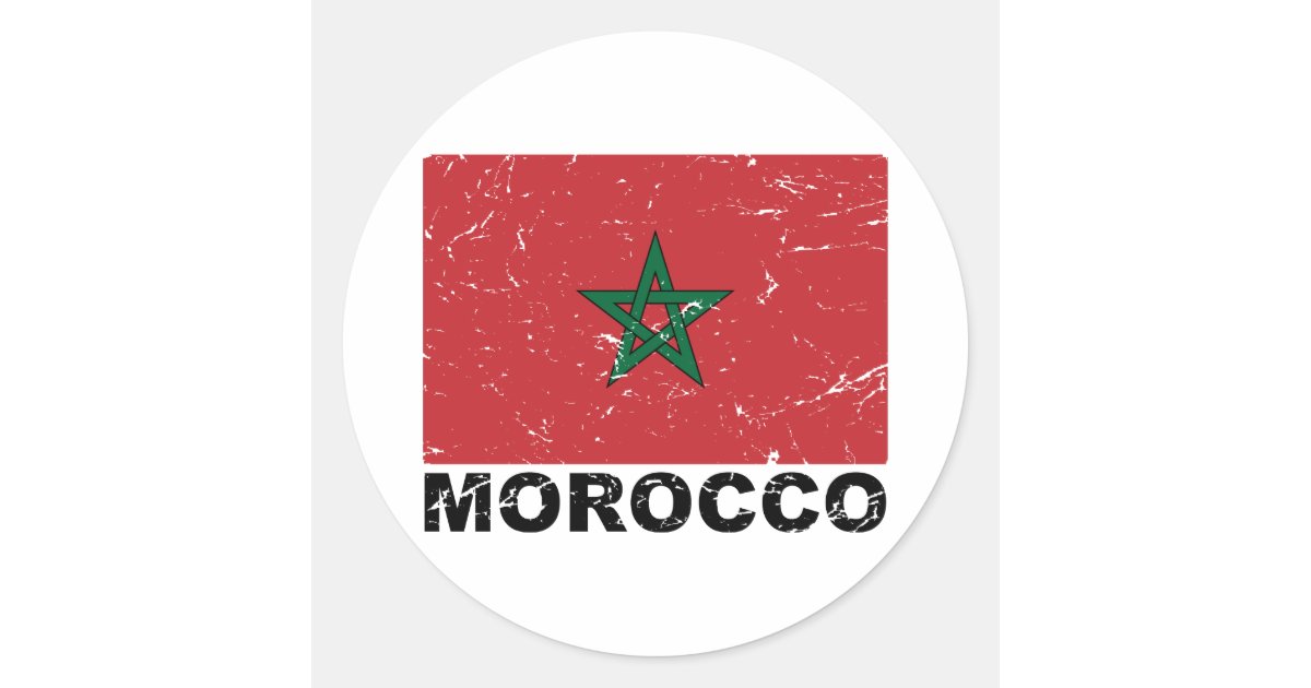 Morocco Vintage Flag Classic Round Sticker | Zazzle