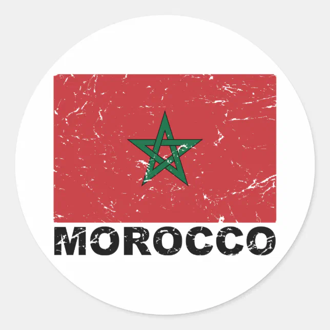 Morocco Vintage Flag Classic Round Sticker | Zazzle