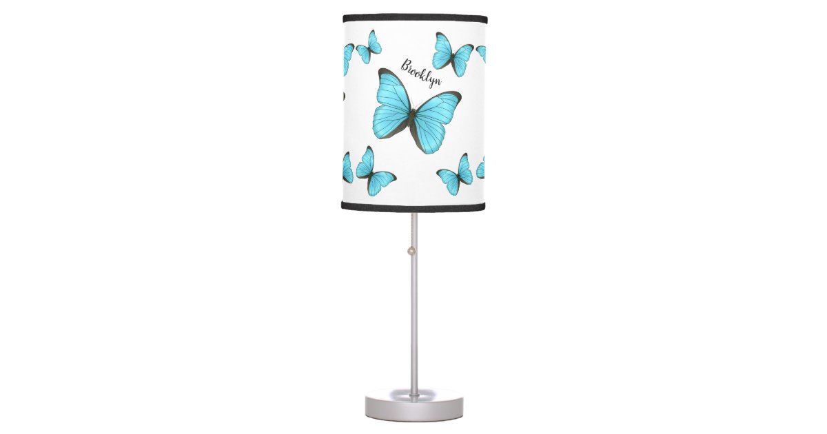 Morpho butterflies cartoon illustration table lamp | Zazzle