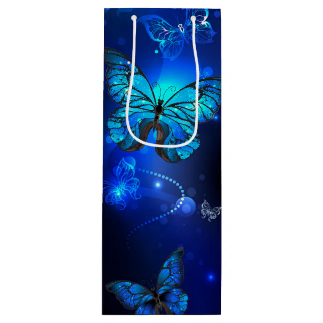 Morpho Butterfly in the Dark Background Wine Gift Bag | Zazzle