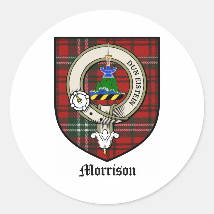 Morrison Clan Crest Badge Tartan Classic Round Sticker | Zazzle