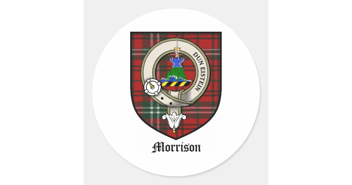 Morrison Clan Crest Badge Tartan Classic Round Sticker | Zazzle