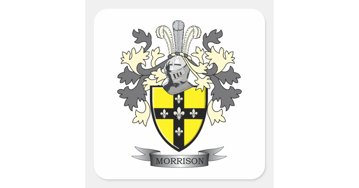 Morrison Family Crest Coat of Arms Square Sticker | Zazzle